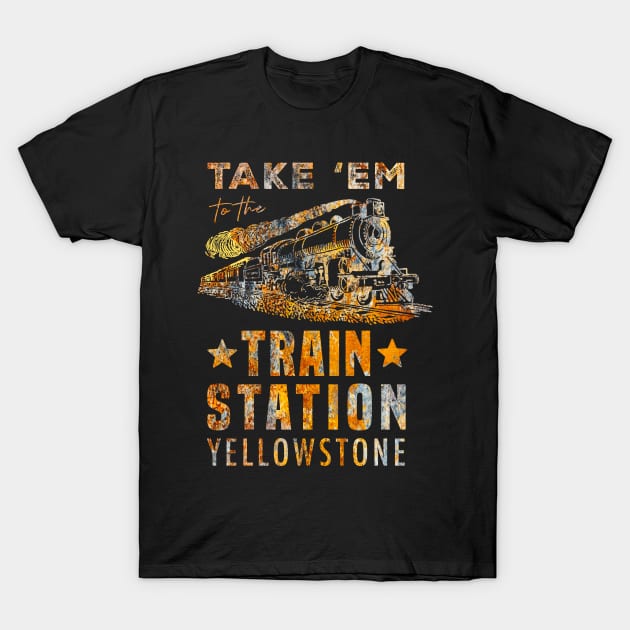 Hybrid Apparel Yellowstone Take Em to The Train Station Men s Short Sleeve Graphic T Shirt
